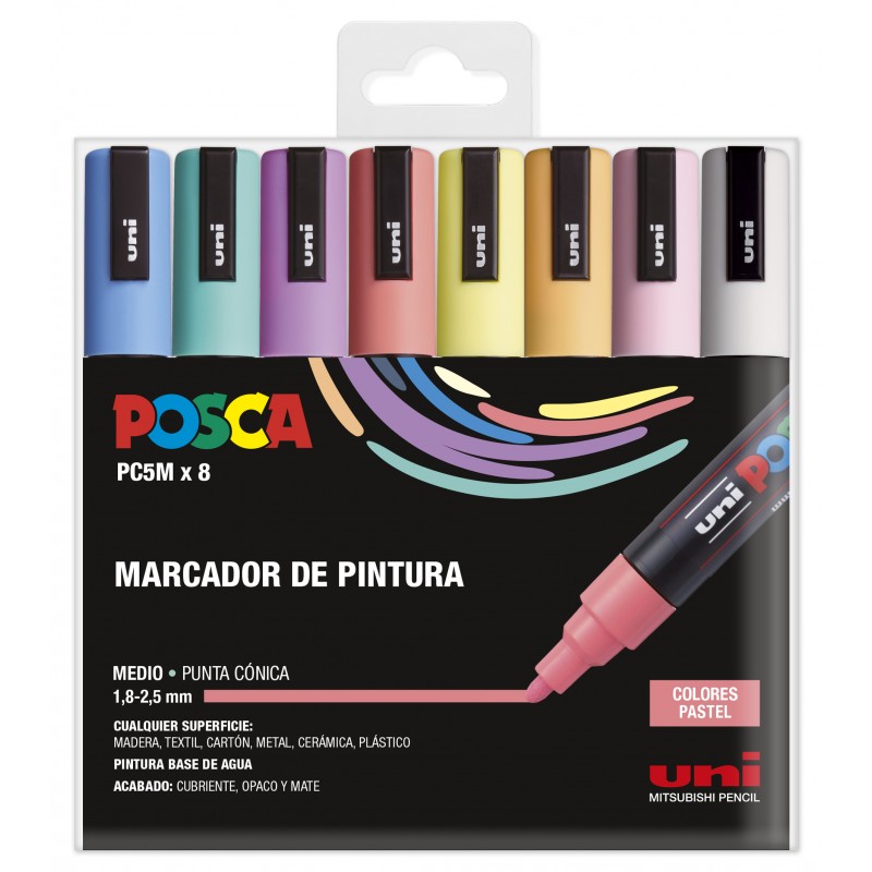 CAJA ROTULADORES POSCA PC-5M COLORES PASTEL
